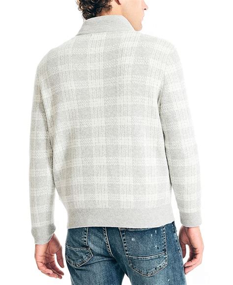 Nautica Mens Sustainably Crafted Plaid Quarter Zip Sweater And Reviews