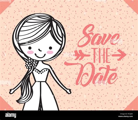 Wedding Bride Cartoon Save The Date Vector Illustration Stock Vector Image And Art Alamy