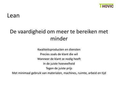 Thovic Lean Introductie Ppt