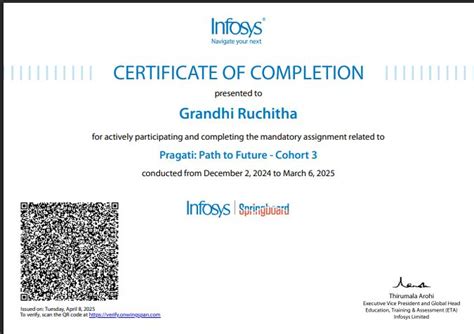 Infosys Springboard Certificateofcompletion Pragaticohort3