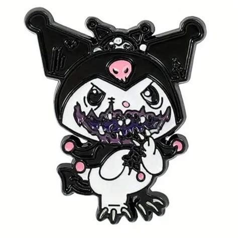Sanrio Evil Scary Kuromi Enamel Pin Hello Kitty Black Pink Metal Brooch