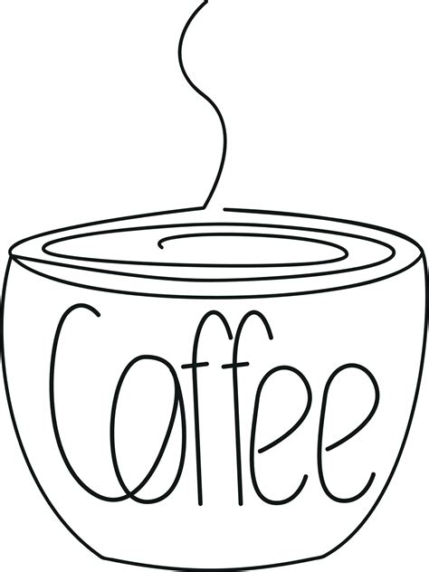 Espresso Cup Line Art One Line Drawing Of Coffee Cup With Lettering