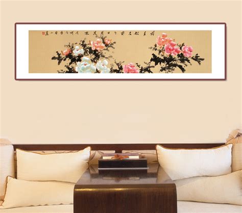 皇甫小喜 四尺对开写意牡丹国画《今日看花来》 牡丹画 99字画网