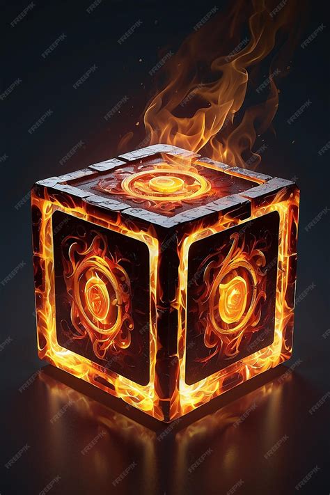Premium Photo Blazing Elemental Cube Fiery 3d Design