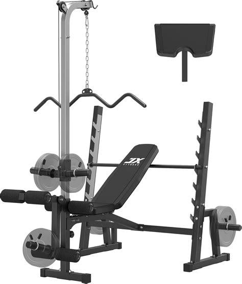 Jx Fitness Olympic Weight Bench With Lat Pulldown Pulley System And