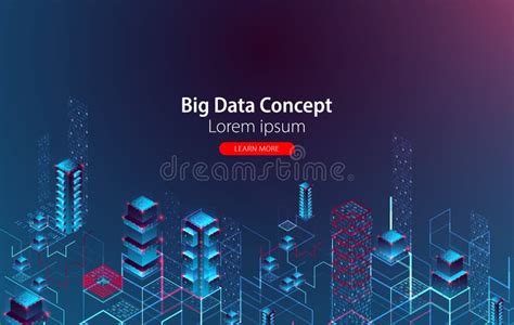 Isometric Big Data Flow Processing Concept Cloud Database Abstract