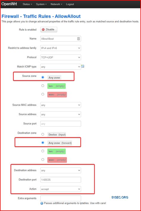 configure openwrt allow all traffic routing all traffic with stateful