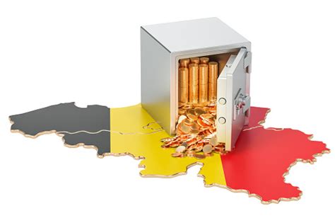 벨기에 3d 렌더링에 고립 된 흰색 배경 지도에 황금 동전과 안전한 상자 벨기에에 대한 스톡 사진 및 기타 이미지 벨기에