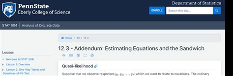 12 3 Addendum Estimating Equations And The Sandwich Stat 504 Data Science Statistics