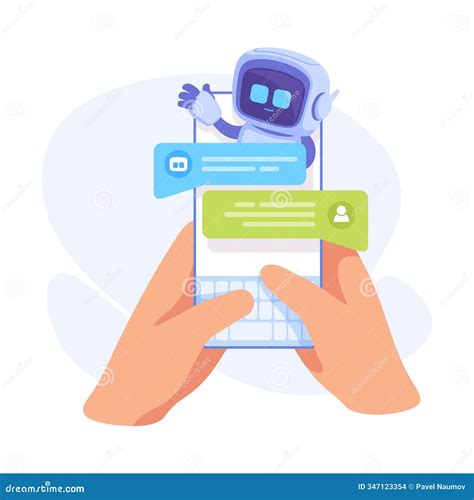 Human Hand Use Robot In Chat As Smart Android Assistant Machine Vector