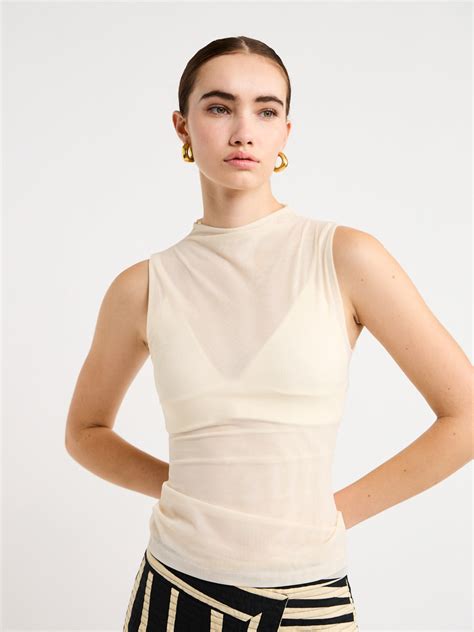 Sir Jacques Mesh Tank In Ecru Coco And Lola