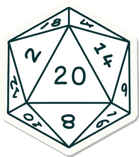 Natural 20 D20 Dice Roll Sticker 12117996 Vector Art At Vecteezy