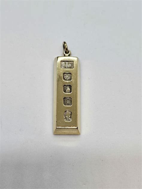 Gold Plated Silver Ingot Pendant Rustic Retro