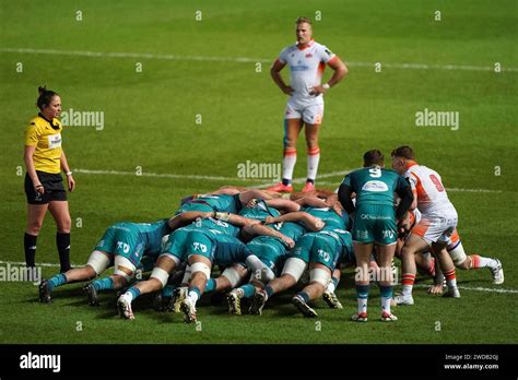 A General View Of Players In A Scrum During The Epcr Challenge Cup