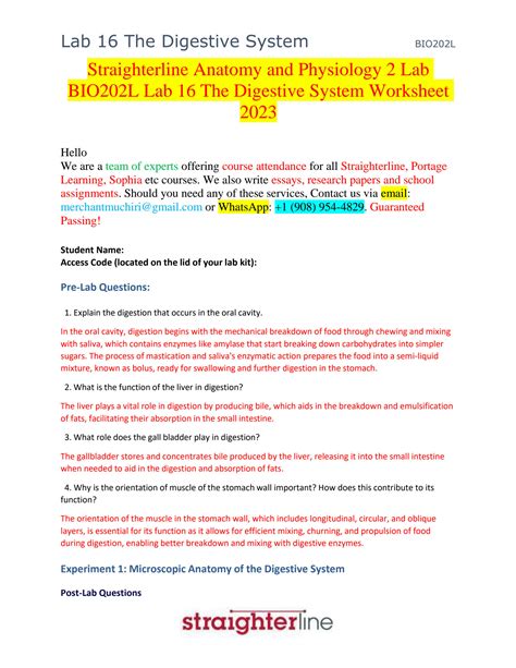 SOLUTION: Straighterline anatomy and physiology 2 lab bio202l lab 16 ...