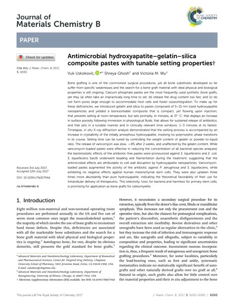 Pdf Antimicrobial Hydroxyapatite Gelatin Silica Composite Pastes With Tunable Setting Properties
