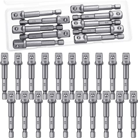 20 Pieces 3 8 Inch Impact Adapter Square Socket Bit Adapter Hex Impact