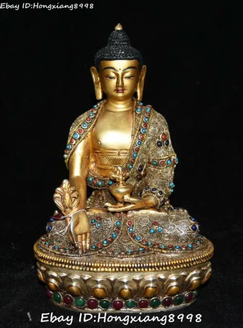 Tibetan Silver Bronze Gilt Gem Shakyamuni Sakyamuni Amitabha Buddha