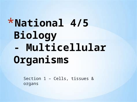 Pptx Section 1 Cells Tissues And Organs 1 Which Of The Labelled Structures Above Indicates