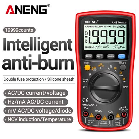 Aneng An870 Profesional Digital Multimeter 19999 Counts True Rms Acdc