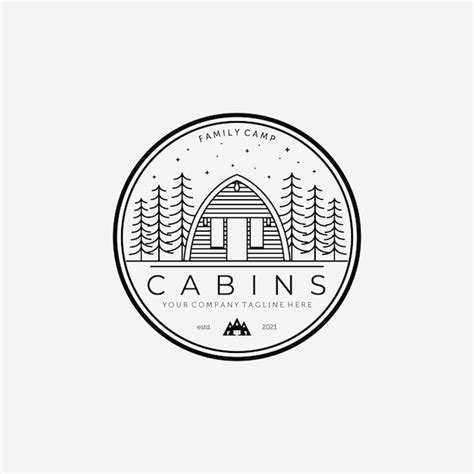 Premium Vector Emblem Of Cabin Logo Line Art Design Vector