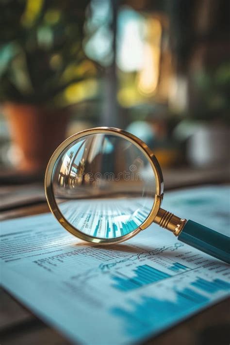 Magnifying Glass Analysis A Magnifying Glass On A Document Reveals Important Data Trends