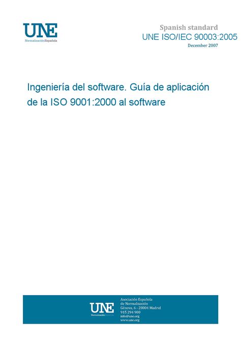 UNE ISO IEC Software Engineering Guidelines For The Application Of ISO