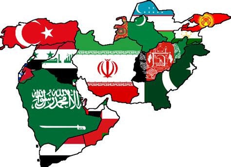 Flag Map Of The Middle East Mapporn