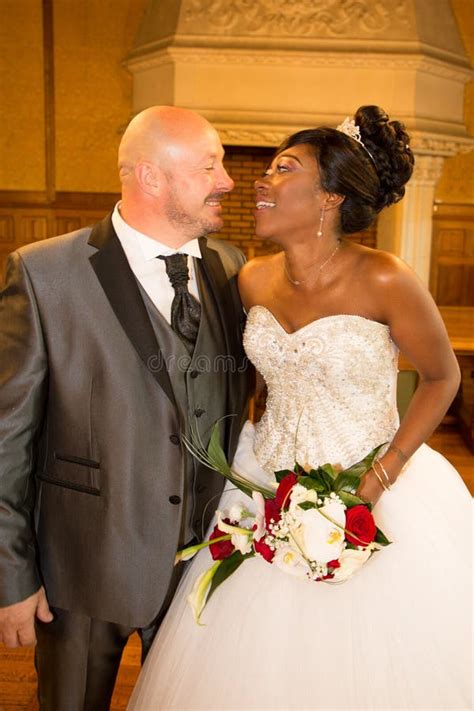 Attractive Multi Racial Couple African Bride And American Caucasian