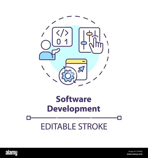 2d Colorful Thin Linear Icon Software Development Concept Stock Vector
