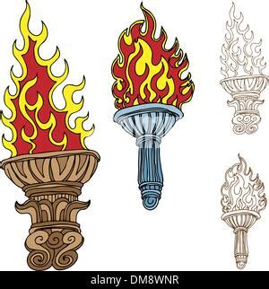 An Image Of Burning Torch Drawings Stock Vector Image Art Alamy