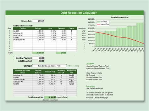 Excel Of Debt Reduction Calculatorxlsx Wps Free Templates