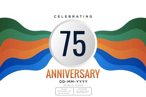 Premium Vector 75th Year Anniversary Logo Template Isolated On White Abstract Color Ribbon