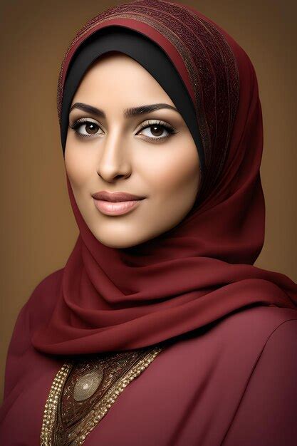 Premium Photo Portrait Of A Beautiful Muslim Woman In Red Hijab