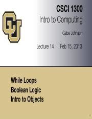 Lec While Boolean Objects Pdf Csci Intro To Computing Gabe