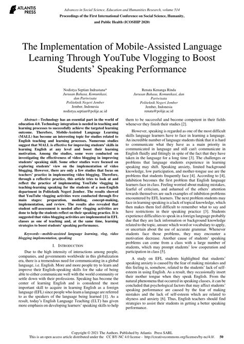 Pdf The Implementation Of Mobile Assisted Language Learning Through Youtube Vlogging To Boost