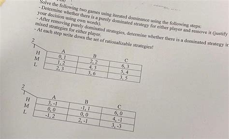 Solve The Following Two Games Using Iterated