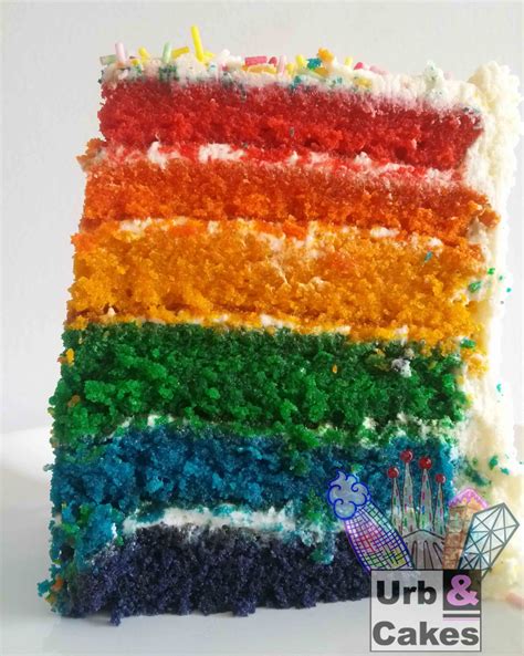 Rainbow LayerCake Detalle Del Corte De La Tarta En Donde Se Observan