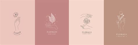 여성 손의 벡터 세트는 라인 아트 핸드 그린 스타일 일러스트의 컬렉션 제스처 꽃 식물을 들고 손 플로럴 라인 아이콘 브랜딩 손톱에 대한 스톡 벡터 아트 및 기타 이미지