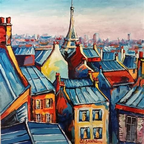 Peinture La tour Eiffel dominat les toits de Paris par Cédanne Carré d artistes