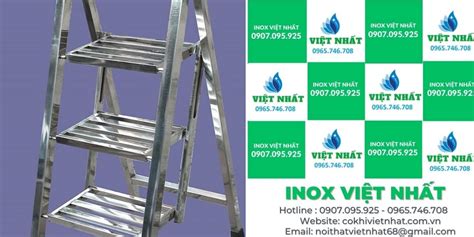 Thang Inox Xếp Thang Inox Gấp Gọn 5 Bậc 6 Bậc