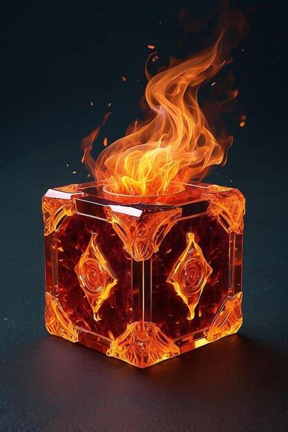 Premium Photo Blazing Elemental Cube Fiery 3d Design