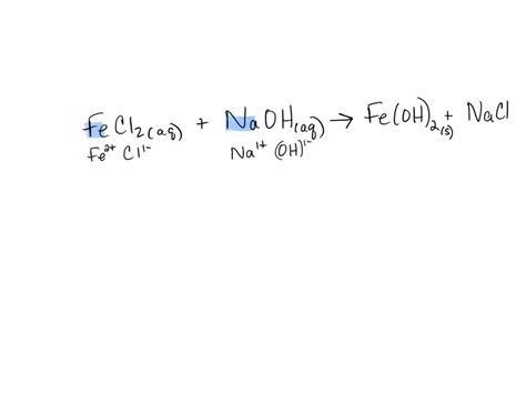 Solved What Is The Net Ionic Equation Of The Reaction Of Fecl2 With