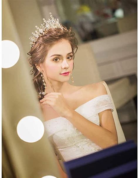 Palay® Silver Baroque Crowns And Tiaras Crystal Pearl Bride Wedding