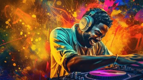 Premium Photo Candid An Excited Dj Young African Man Mixing Music At