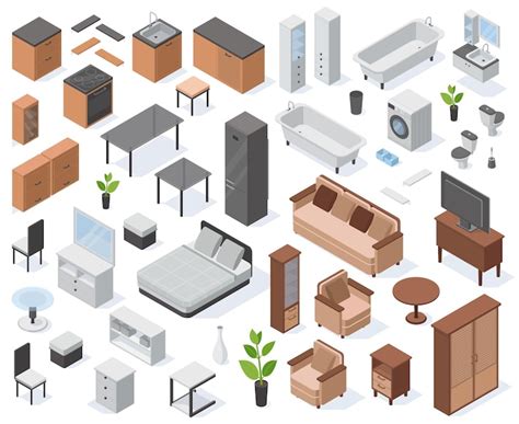 아이소메트릭 가구 이미지 Freepik에서 무료 다운로드