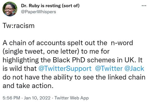 A Chain Of Accounts Spelt Out The N Word Single Tweet One Letter To
