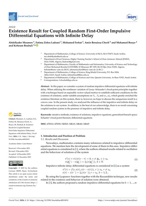 Pdf Existence Result For Coupled Random First Order Impulsive