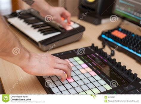 Producer Makes A Music On Professional Production Controller With Push