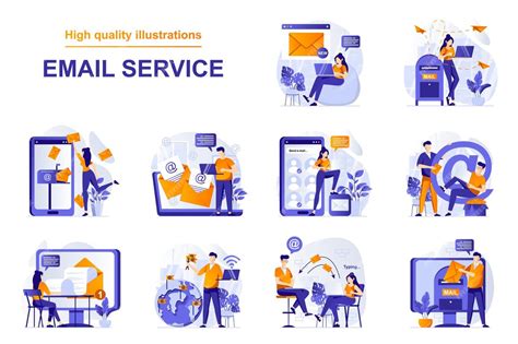 Premium Vector Email Service Web Concept With People Scenes Set In Flat Style Bundle Of Online
